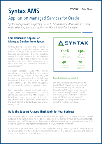 Syntax Application Managed Services for Oracle: Data Sheet